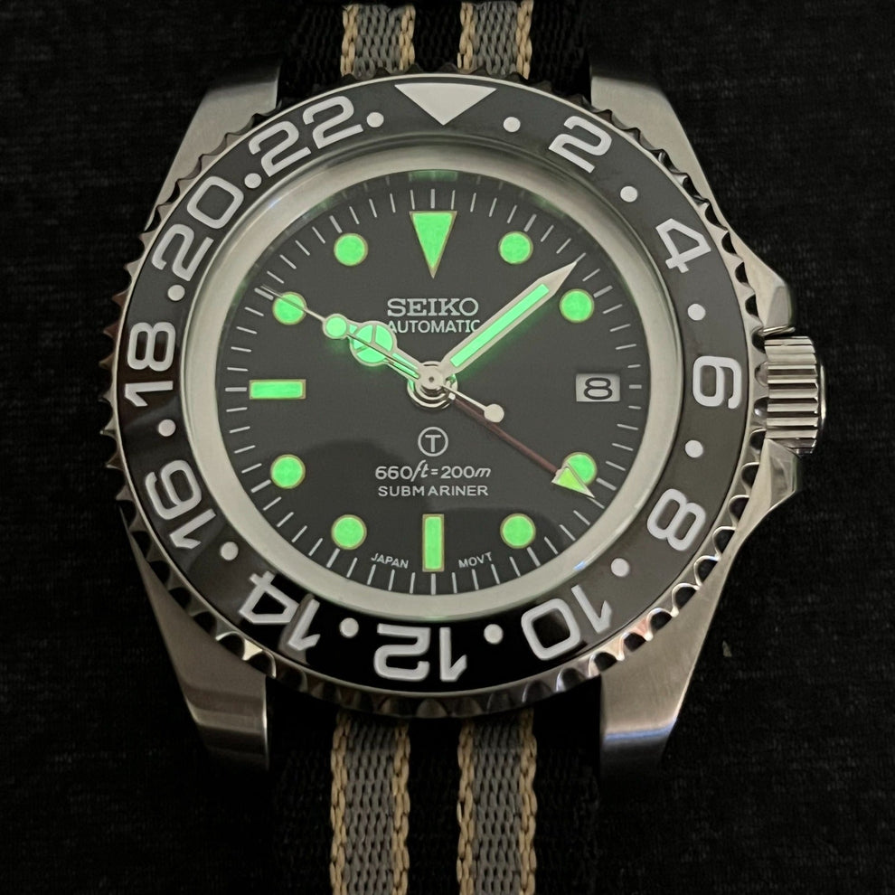 Custom SeikoVintage Milsub GMT JB Mod - 44MM - Steel 904L | Seiko mod ...